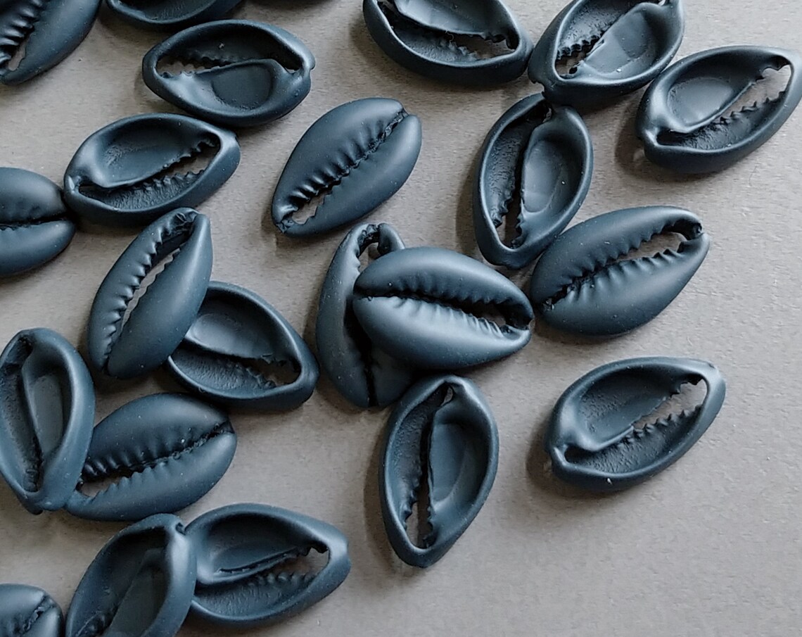 2 PCS Navy 18x11mm Matte Rubber Coated Cowrie Shell - Etsy