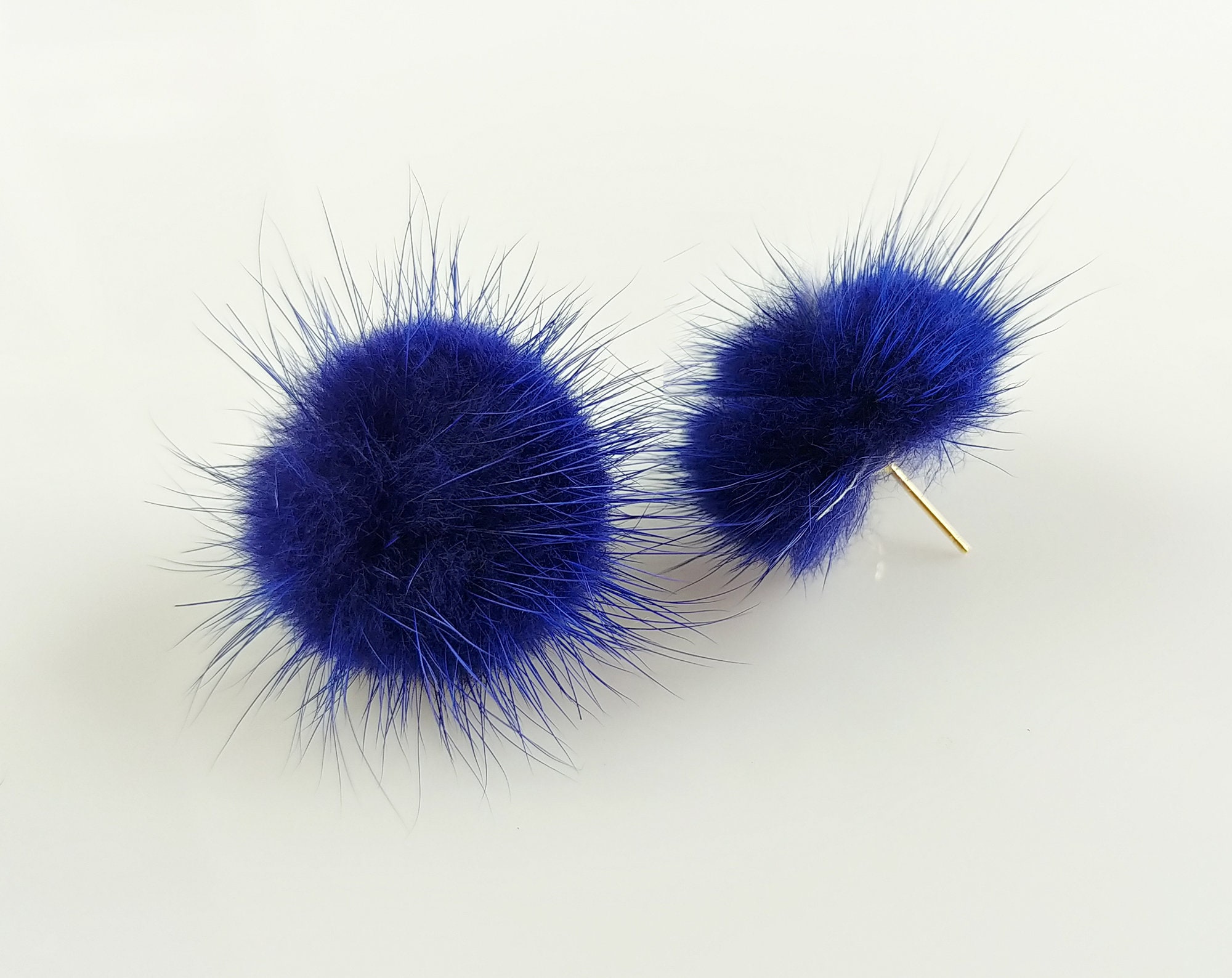 2 PCS brass Stud Black Gray Brown Purple 30mm Mink Fur | Etsy