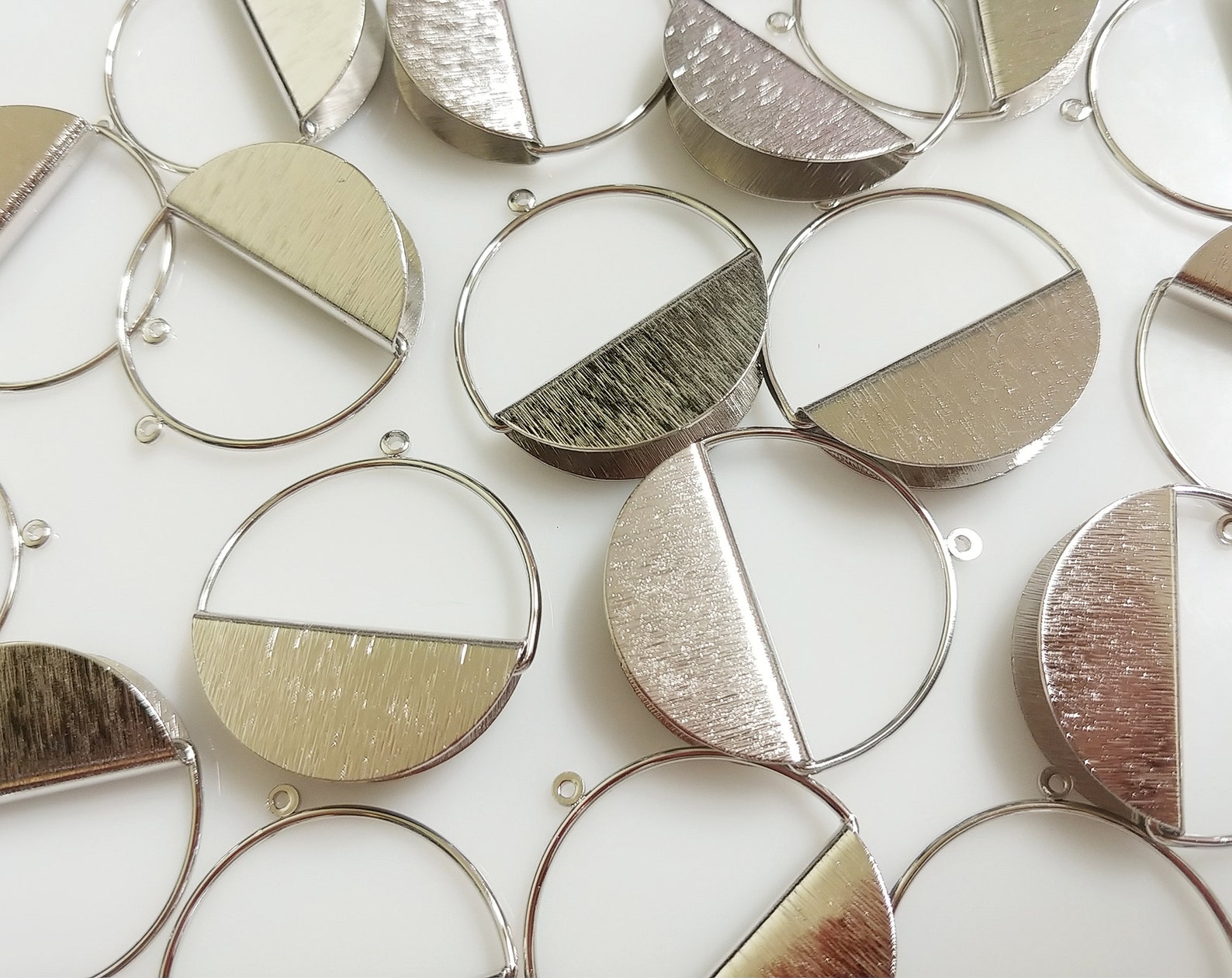 2 pcs 30mm Half moon Cap Silver Plated Cap brushed End Cap | Etsy