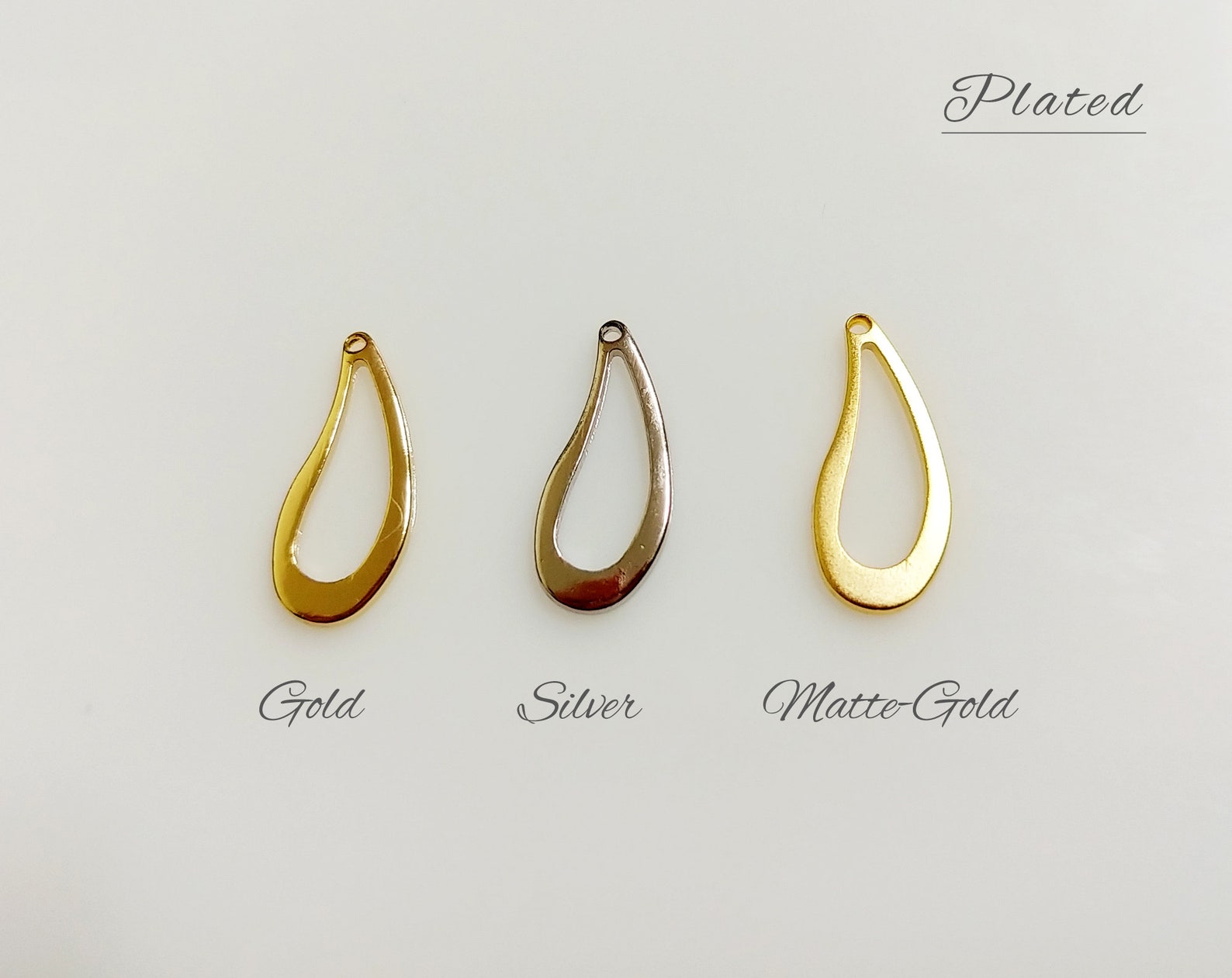 2 PCS 18 x 8 mm Silver plated Brass Geometric teardrop | Etsy