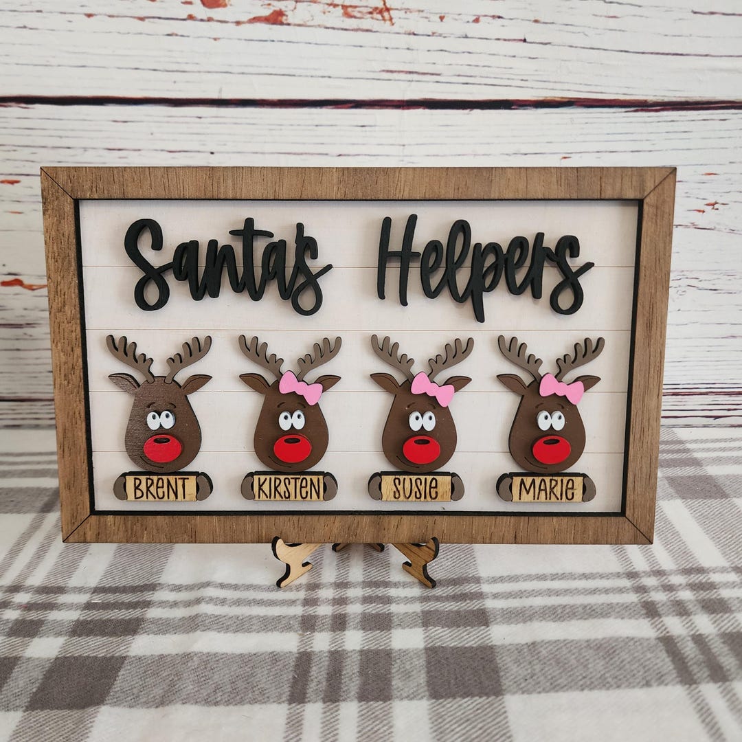 Santa's Helpers Plaque Winter Sign Rustic Décor Farmhouse Sign Handmade ...