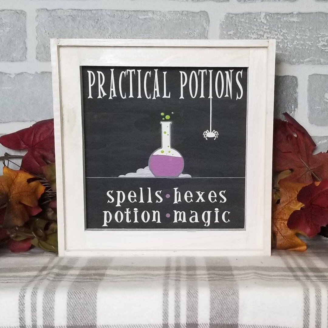 Practical Potions Halloween Sign Handmade Framed Wooden Sign Farmhouse ...