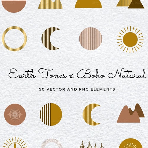 Neutral X Boho Clip Art Set Abstract Clipart Boho Clipart - Etsy