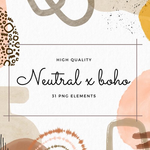 Neutral X Boho Clip Art Set Abstract Clipart Boho Clipart - Etsy