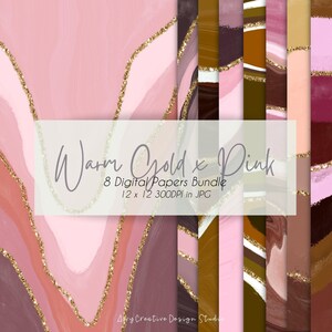 Warm Gold Digital Paper | Pink, Boho, Artistic (digital Download) - Etsy