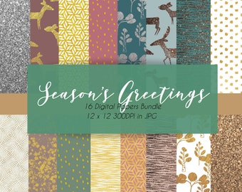 Winter Bird Christmas Tree Digital Paper Happy New Year - Etsy