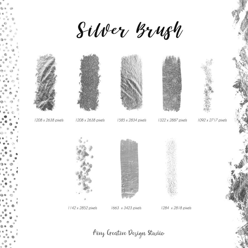 Stylish Silver Brush Strokes Clip Art Set Transparent PNG Files ...
