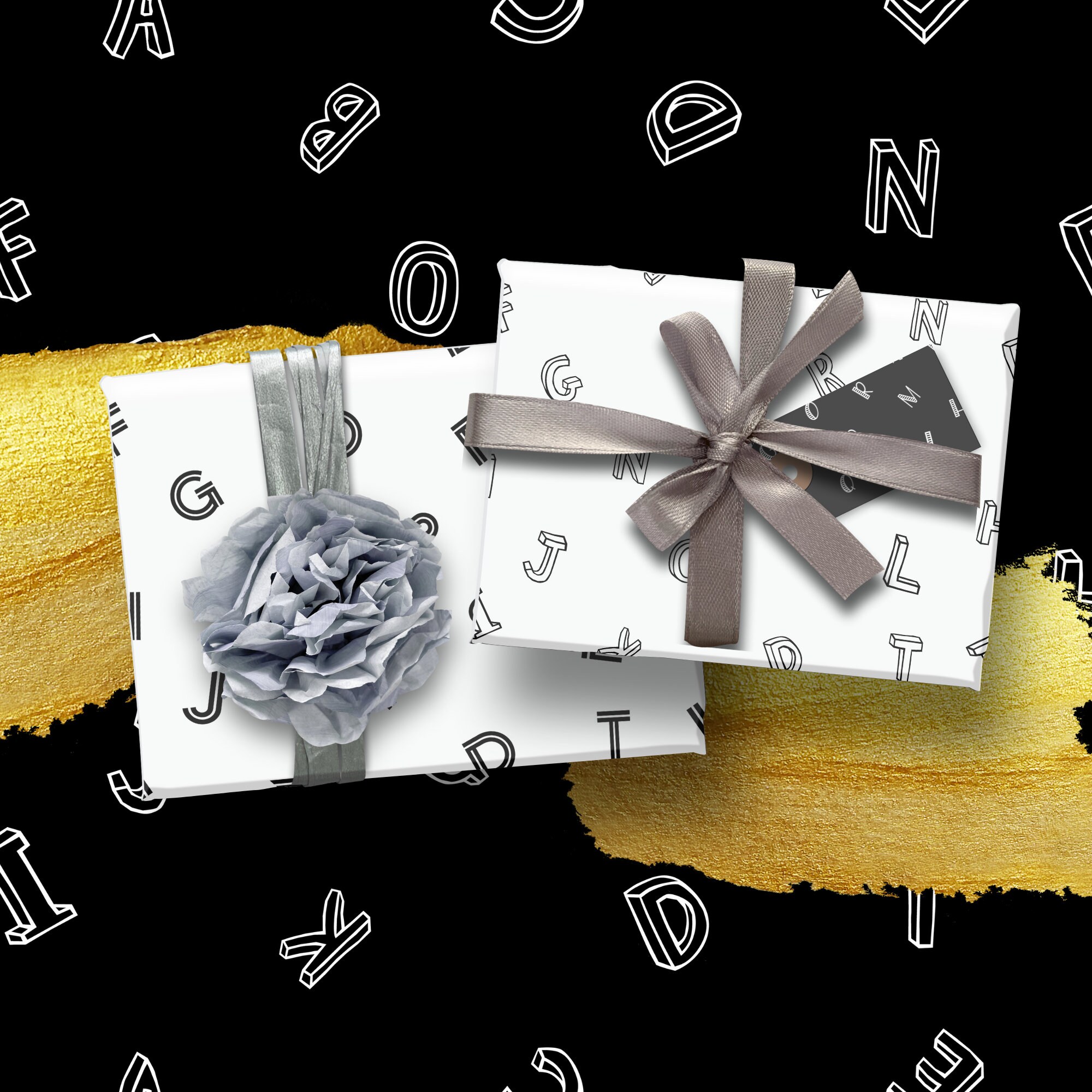 14 Alphabet Black and White Seamless Digital Papers Pack | Etsy