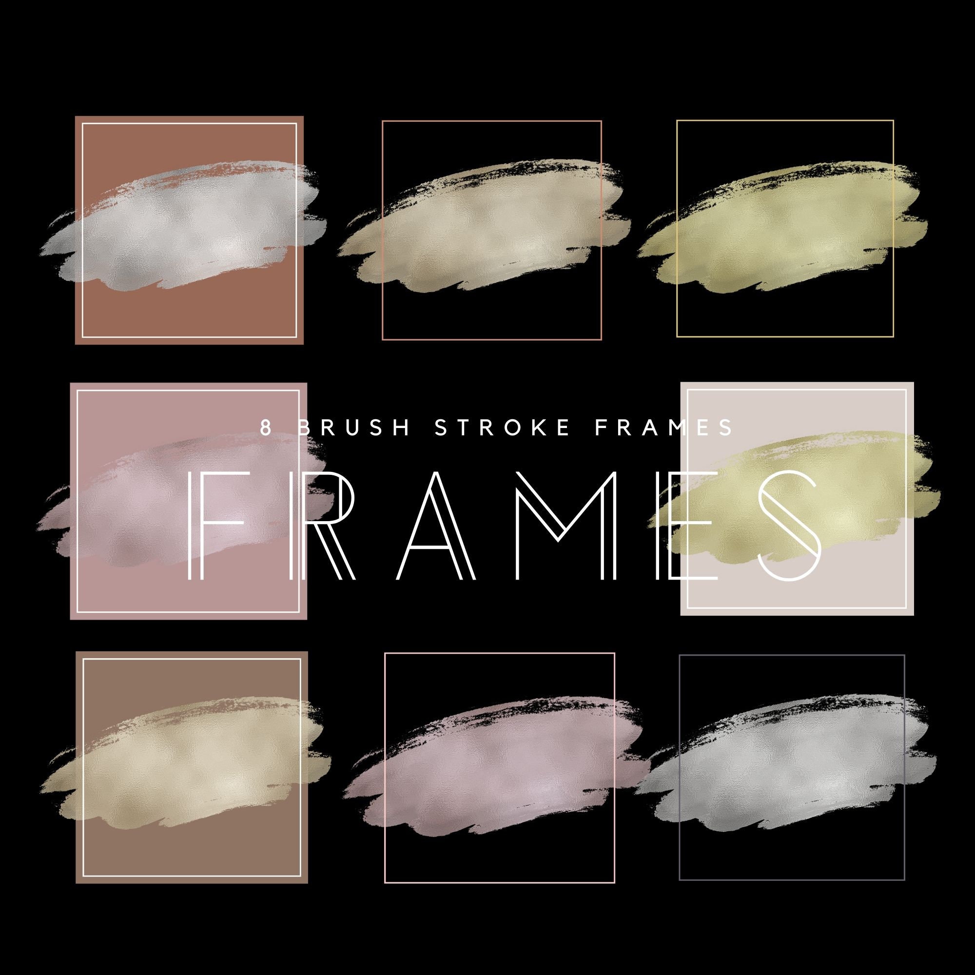 8 Brush Stroke Frames Clip Art Set Transparent PNG Files | Etsy