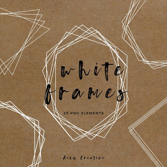 White Abstract Frames Clip Art Bundle Transparent PNG Files | Etsy