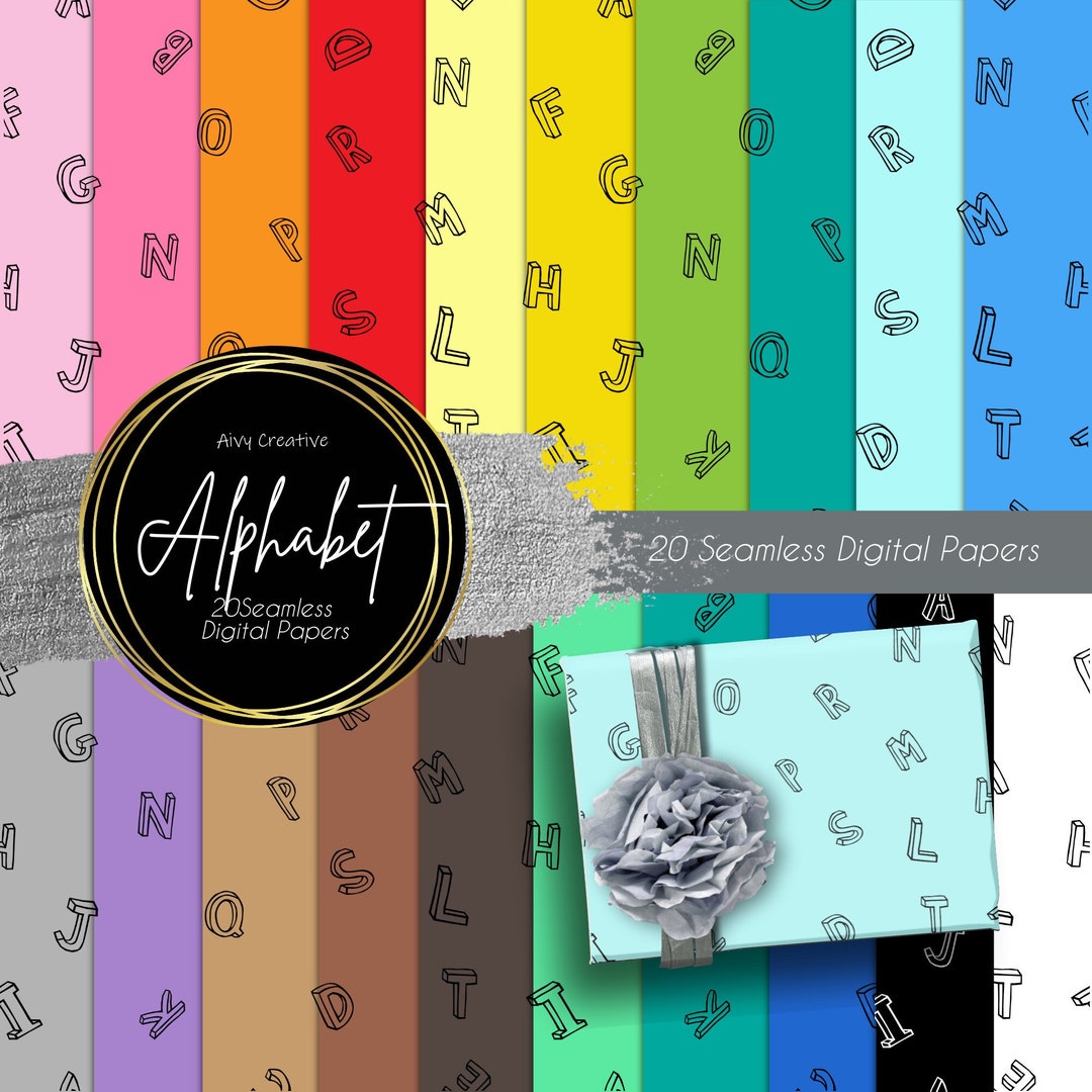 20 Colorful Alphabet ABC Seamless Digital Papers Pack - Etsy