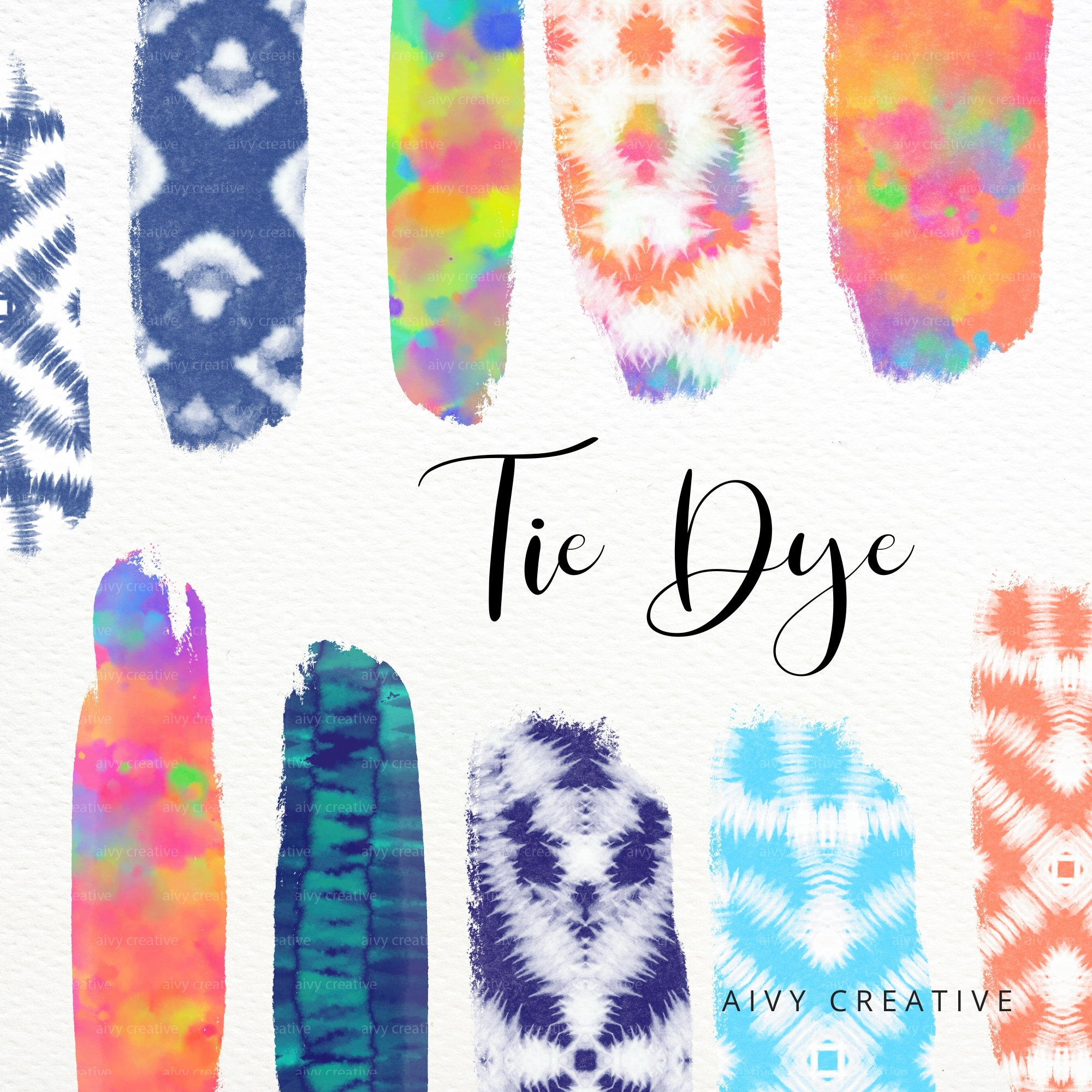 Tie Dye Brush Stroke Clip Art Set for Creative Projects - Etsy Singapore