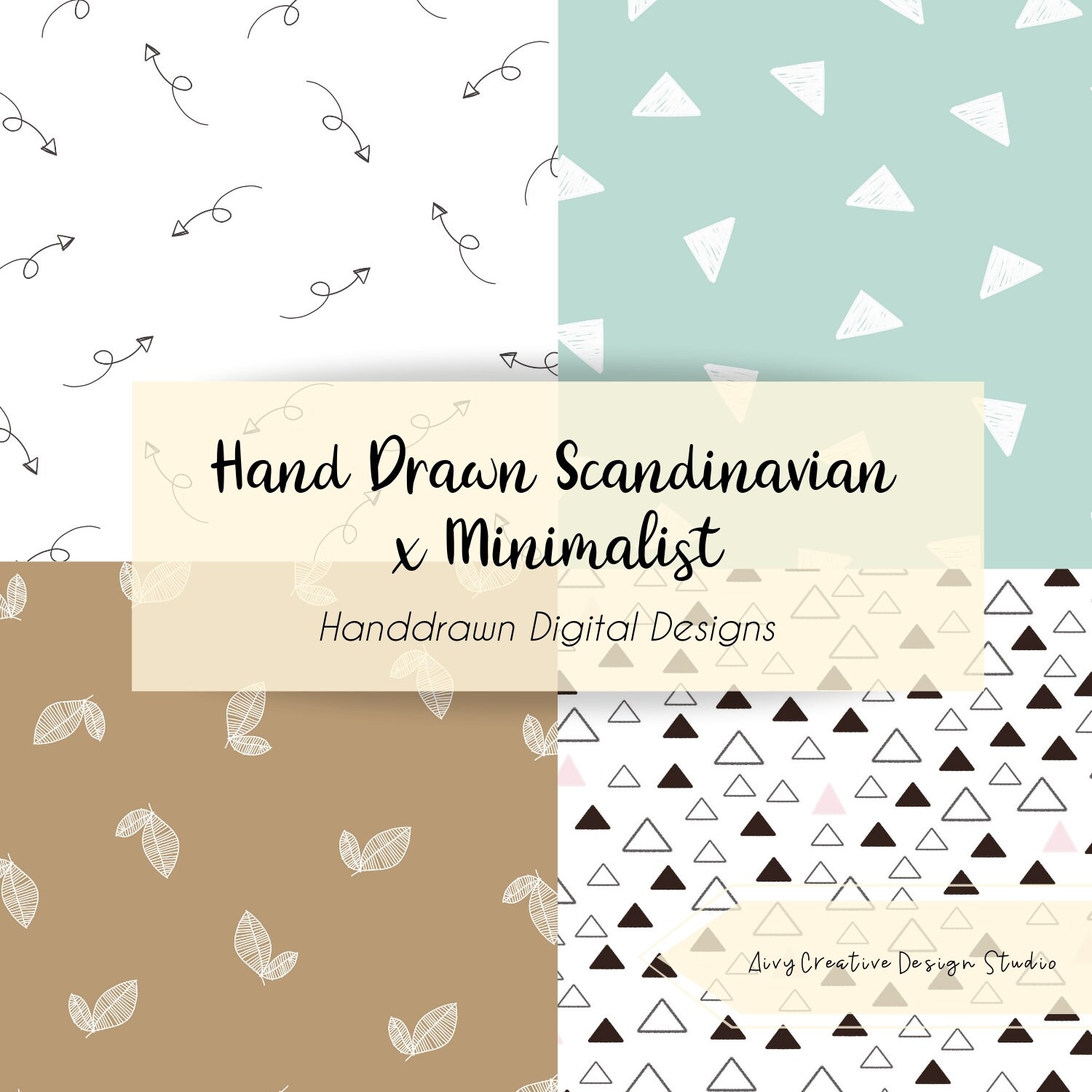 Hand Drawn Scandinavian Minimalist Digital Papers Bundle | Etsy