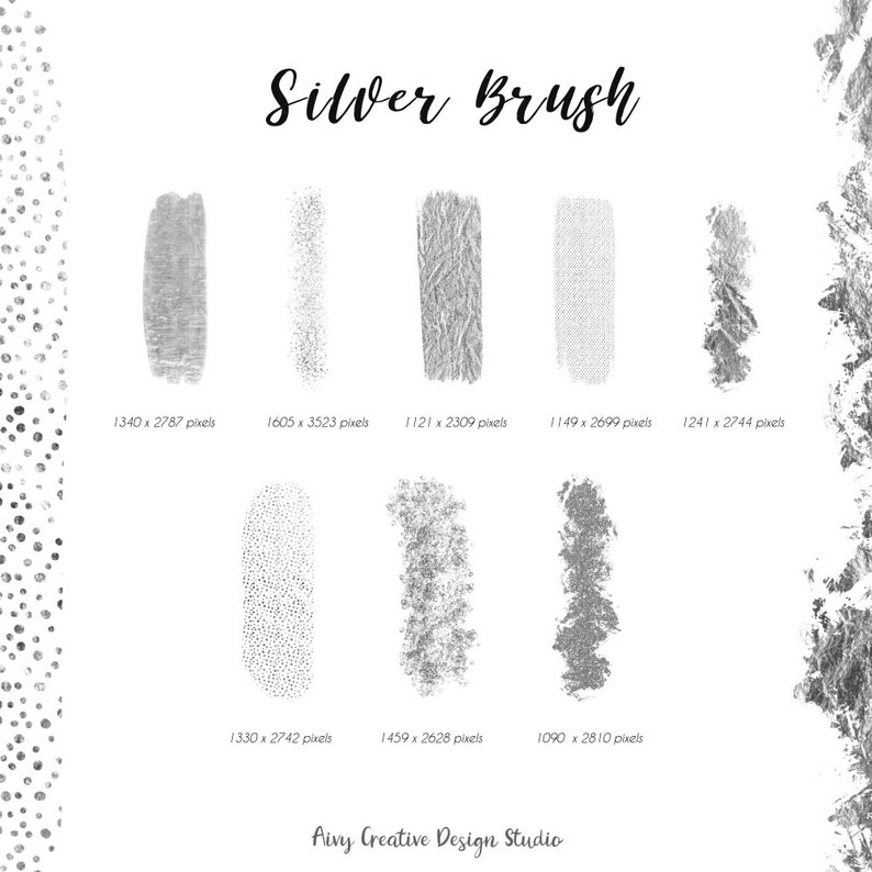 Stylish Silver Brush Strokes Clip Art Set Transparent PNG - Etsy