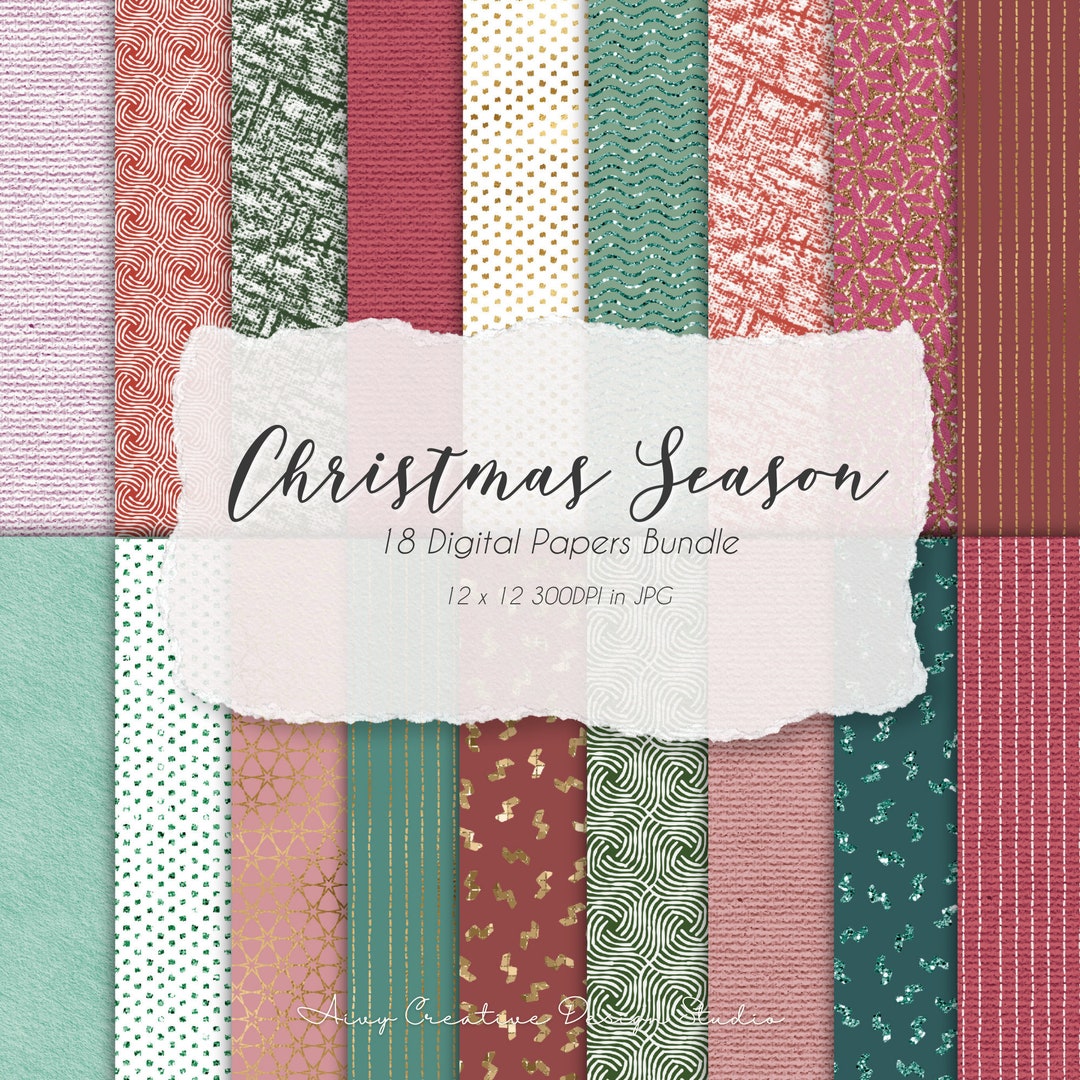Christmas Season Digital Paper Set Xmas Design Winter - Etsy