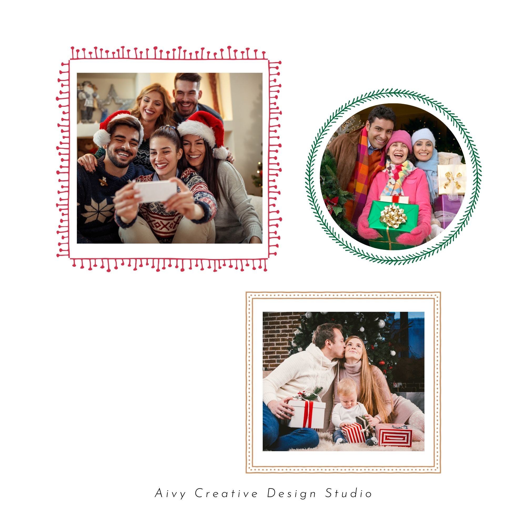 Christmas Frames Clip Art Set Transparent PNG Files Marketing Material ...