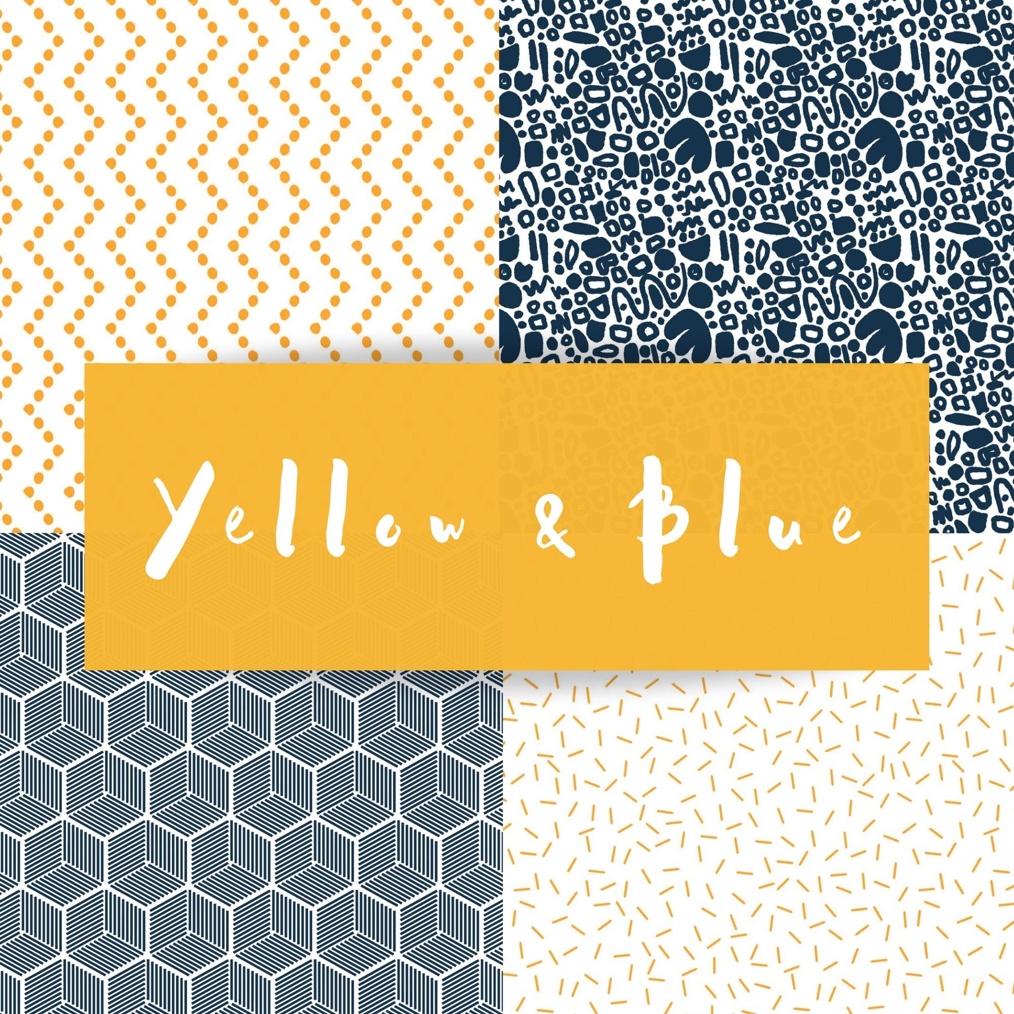 Scandinavian X Yellow & Blue Digital Paper Set Scandi Design - Etsy