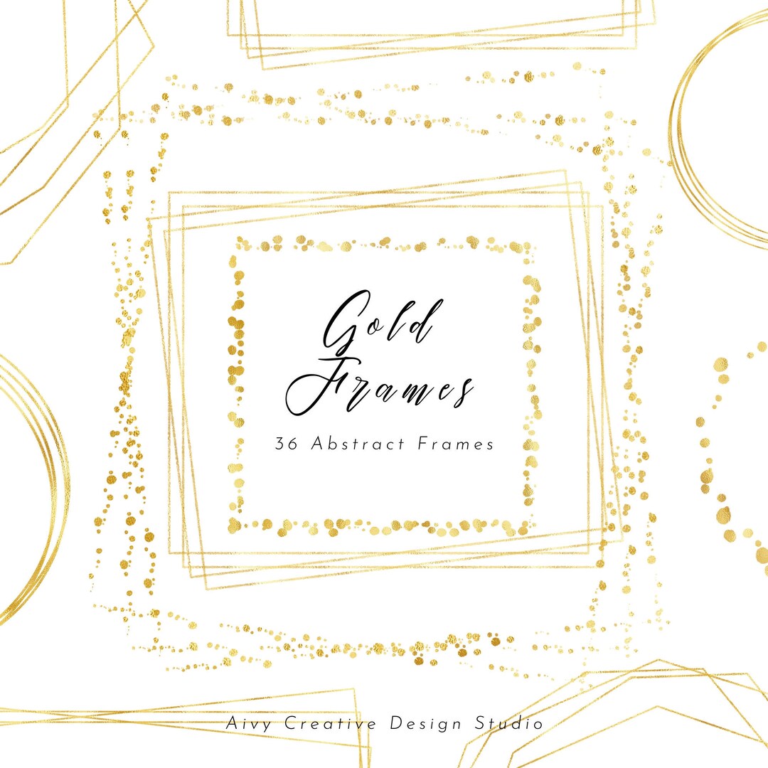 Gold Abstract Frames Clip Art Bundle | Transparent PNG Files ...