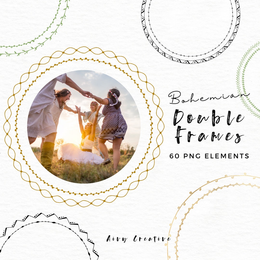 Bohemian Double Frames Clip Art Set PNG | EPS & PNG | Marketing ...