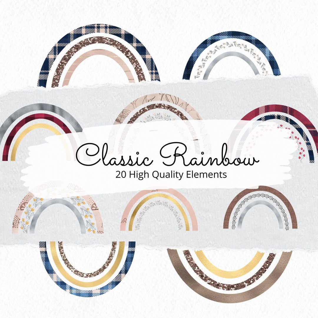 Colorful Classic Rainbow Clipart Set | PNG | Marketing Material ...