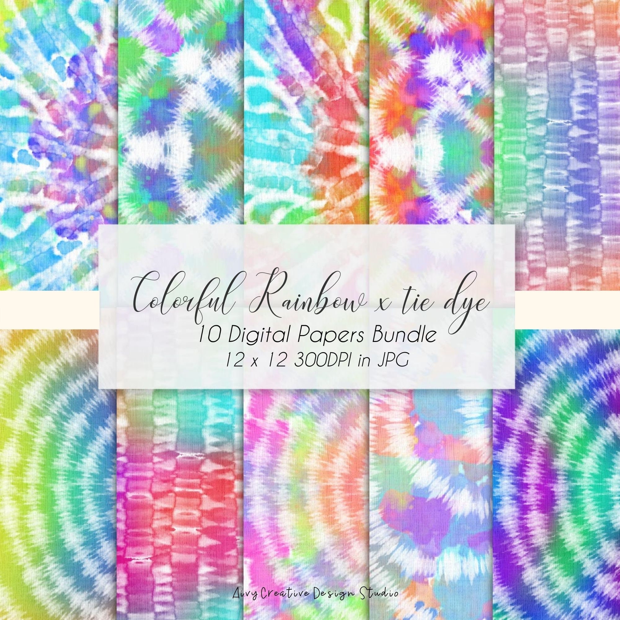 Colorful Rainbow X Tie Dye Digital Papers Set | Colorful Gradient ...
