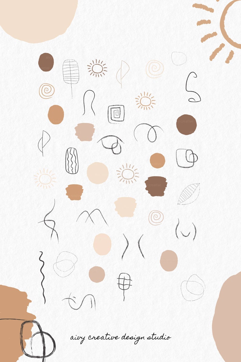 120 Scandinavian Neutral X Line Art Abstract Clip Art Set, Abstract ...