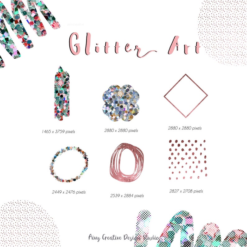 Stylish Glitter Art Abstract Clip Art Bundle Transparent PNG | Etsy