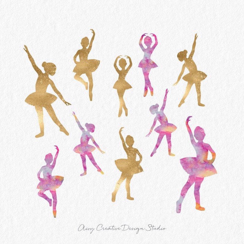 Ballerina Digital Clipart Ballet Clipart Dancing Girl - Etsy