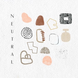 Neutral X Boho Clip Art Set, Abstract Clipart, Boho Clipart, Bohemian ...