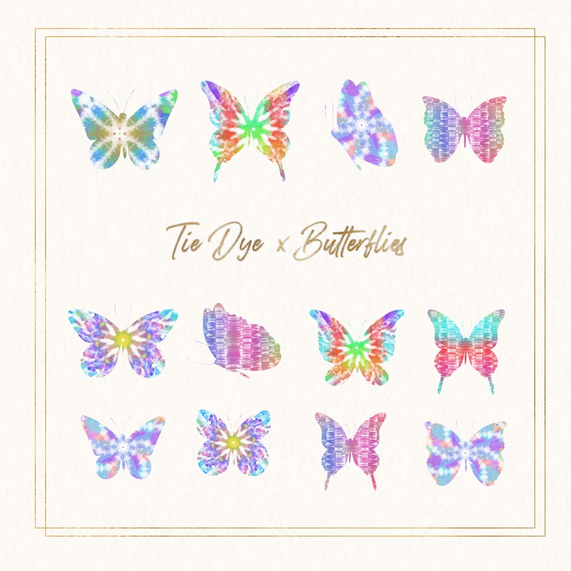 Tie Dye Butterflies Clipart Set | Tie Dye | Tie Dye Butterfly ...