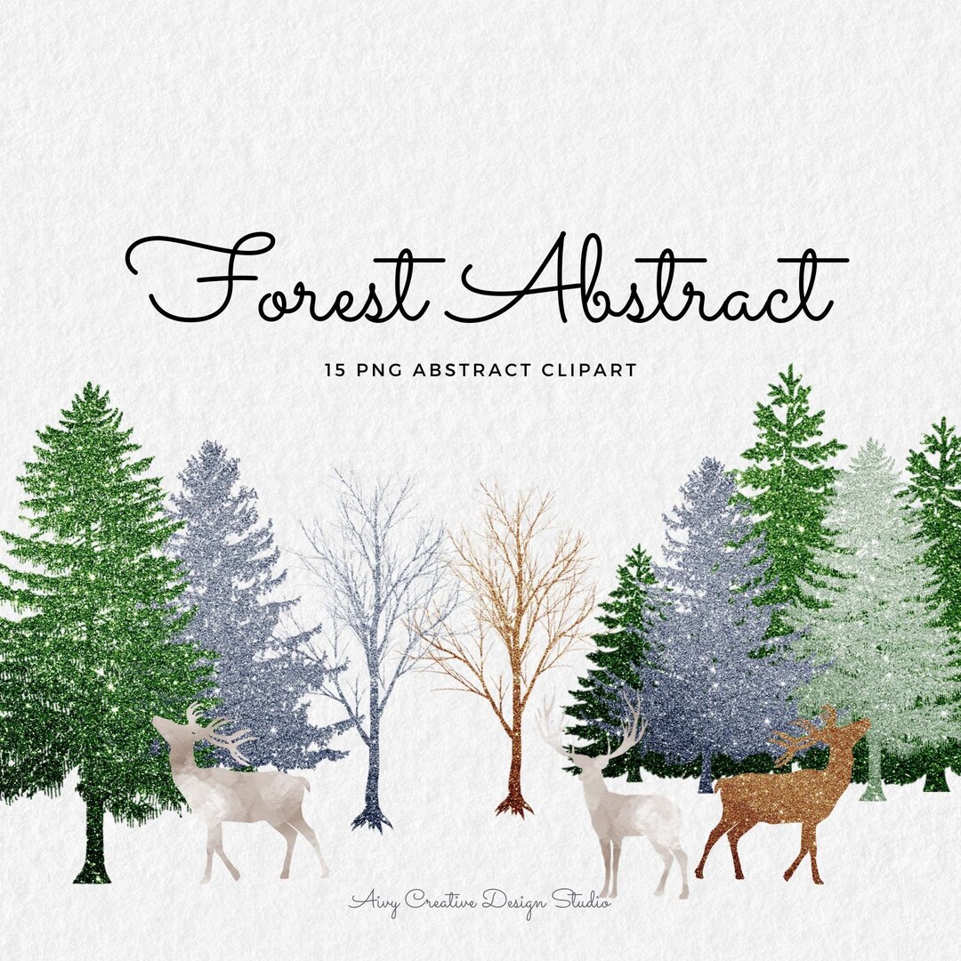 Winter Forest Abstract Clip Art Set | Pine Tree | Winter Pine Tree ...