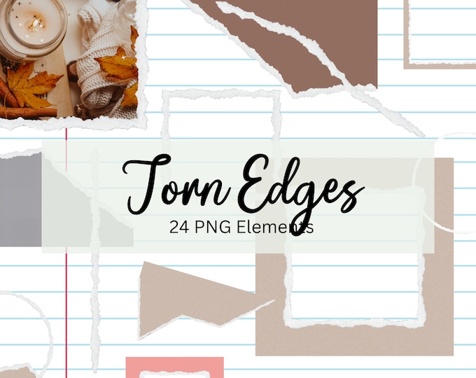 Torn Edges and Torn Paper Clipart Set Transparent PNG Files - Etsy
