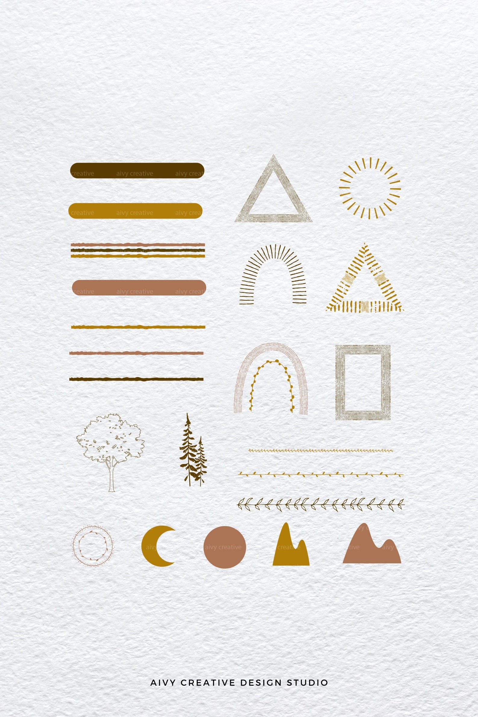 50 Vector Earth Tone Boho Natural Abstract Clip Art Set - Etsy