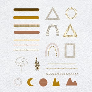 50 Vector Earth Tone Boho Natural Abstract Clip Art Set, Bohemian ...