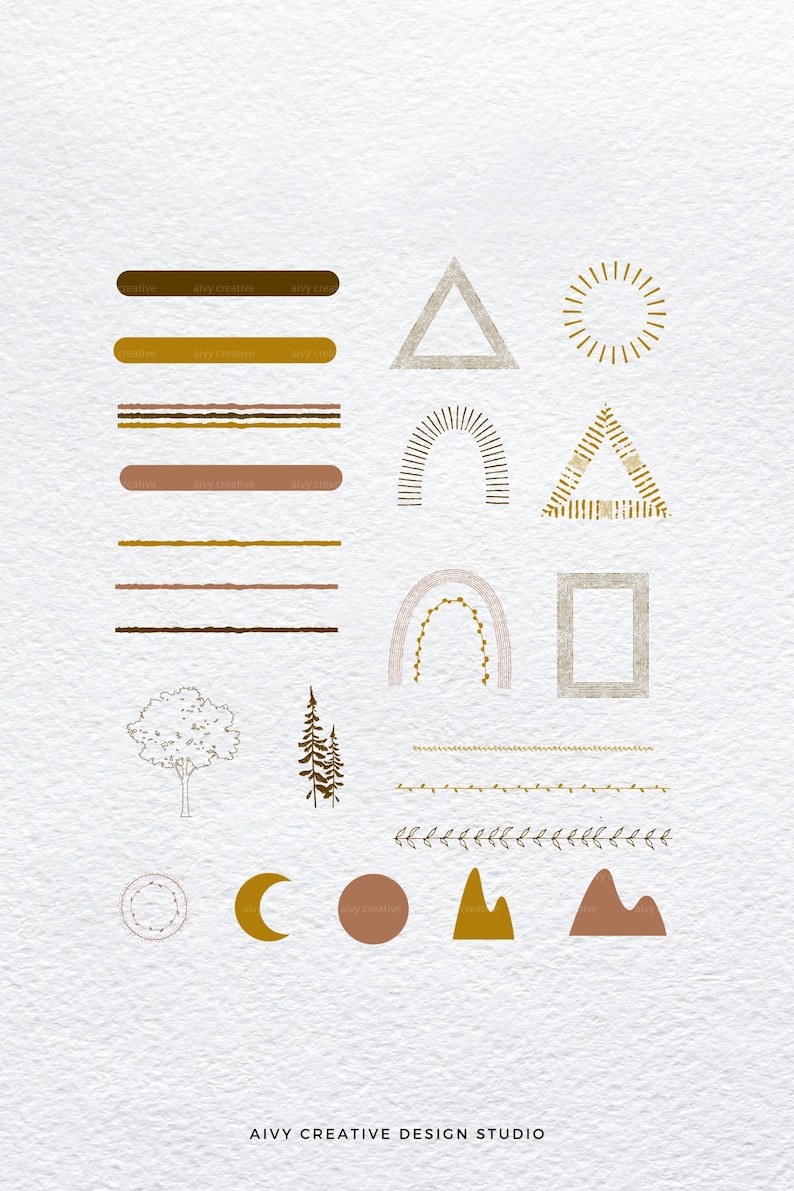 50 Vector Earth Tone Boho Natural Abstract Clip Art Set - Etsy