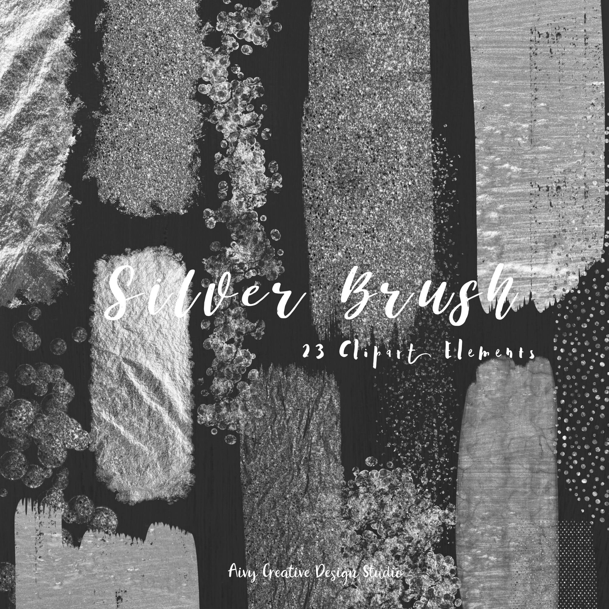 Stylish Silver Brush Strokes Clip Art Set | Transparent PNG Files ...