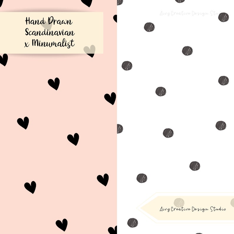 Hand Drawn Scandinavian Minimalist Digital Papers Bundle | Etsy