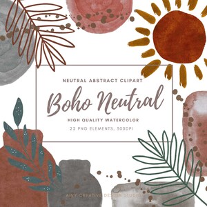 Boho Abstract Clipart Set | Neutral Watercolor PNG (digital File) - Etsy