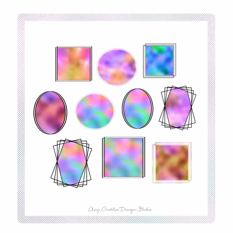 Colorful Rainbow Unicorn Frames Clip Art Set Transparent PNG | Etsy