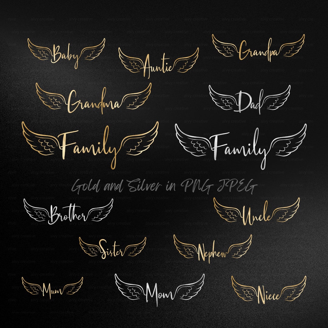 Family Angel Wing SVG Bundle, Family SVG, Angel Wings SVG, Auntie ...