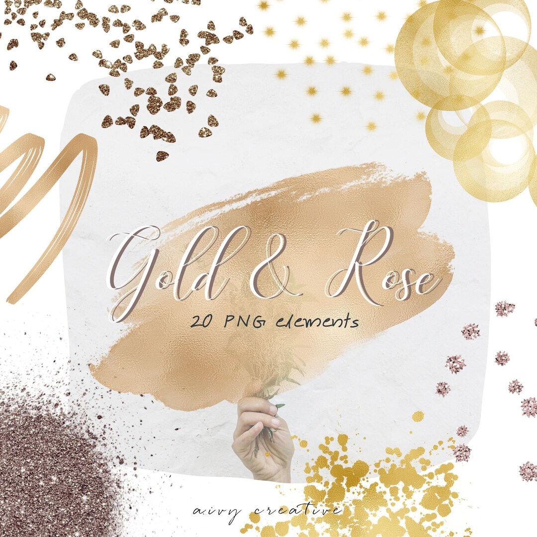 Gold & Rose Gold Abstract Clip Art | PNG Files (digital Download) - Etsy