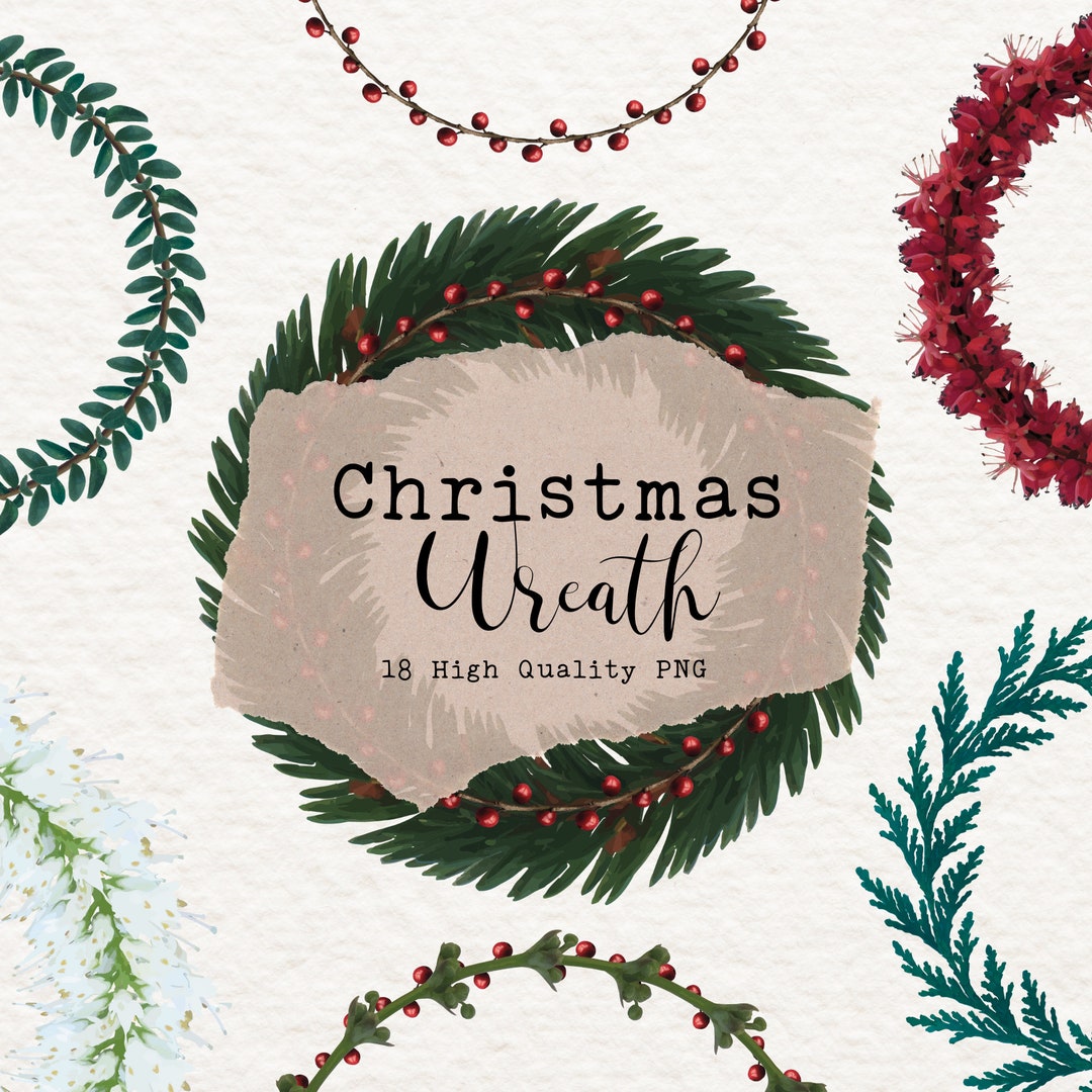 Christmas Wreath Graphics Clipart Set | PNG Overlays (commercial Use ...