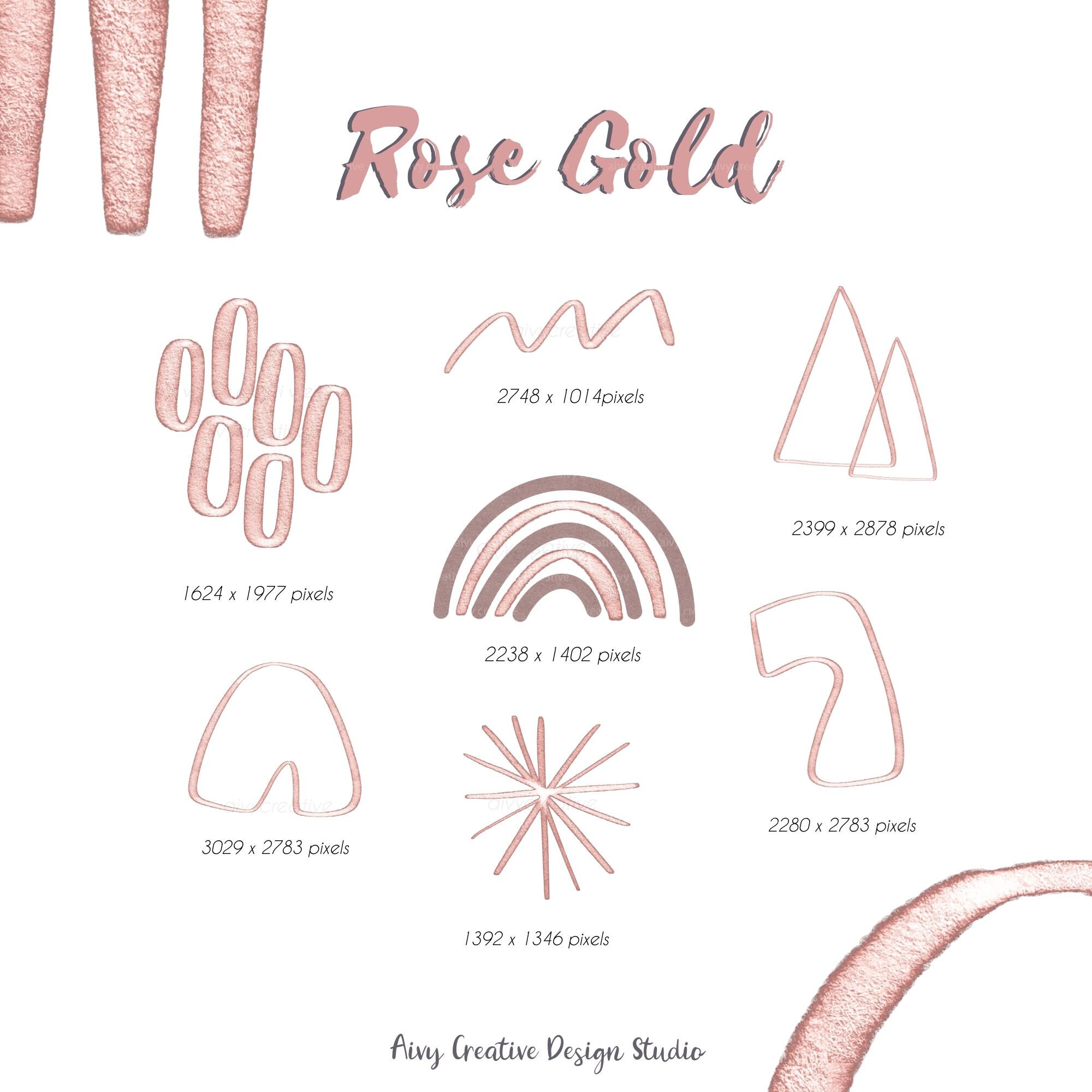 Rose Gold Abstract Clip Art Bundle | Transparent PNG Files (digital ...