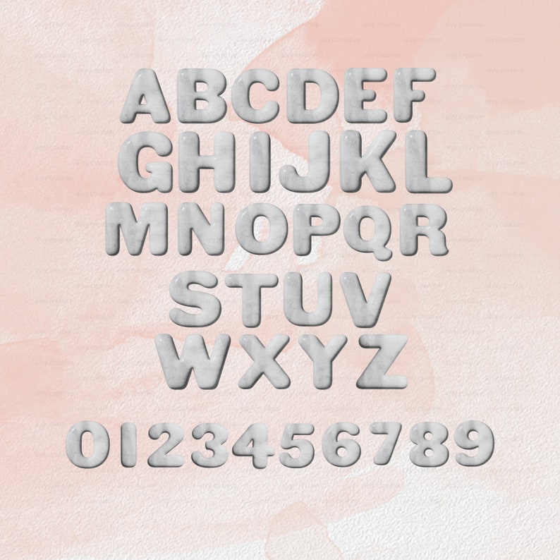 Marble Alphabets and Numbers Cliparts, 3D Alphabet, Marble Cliparts ...