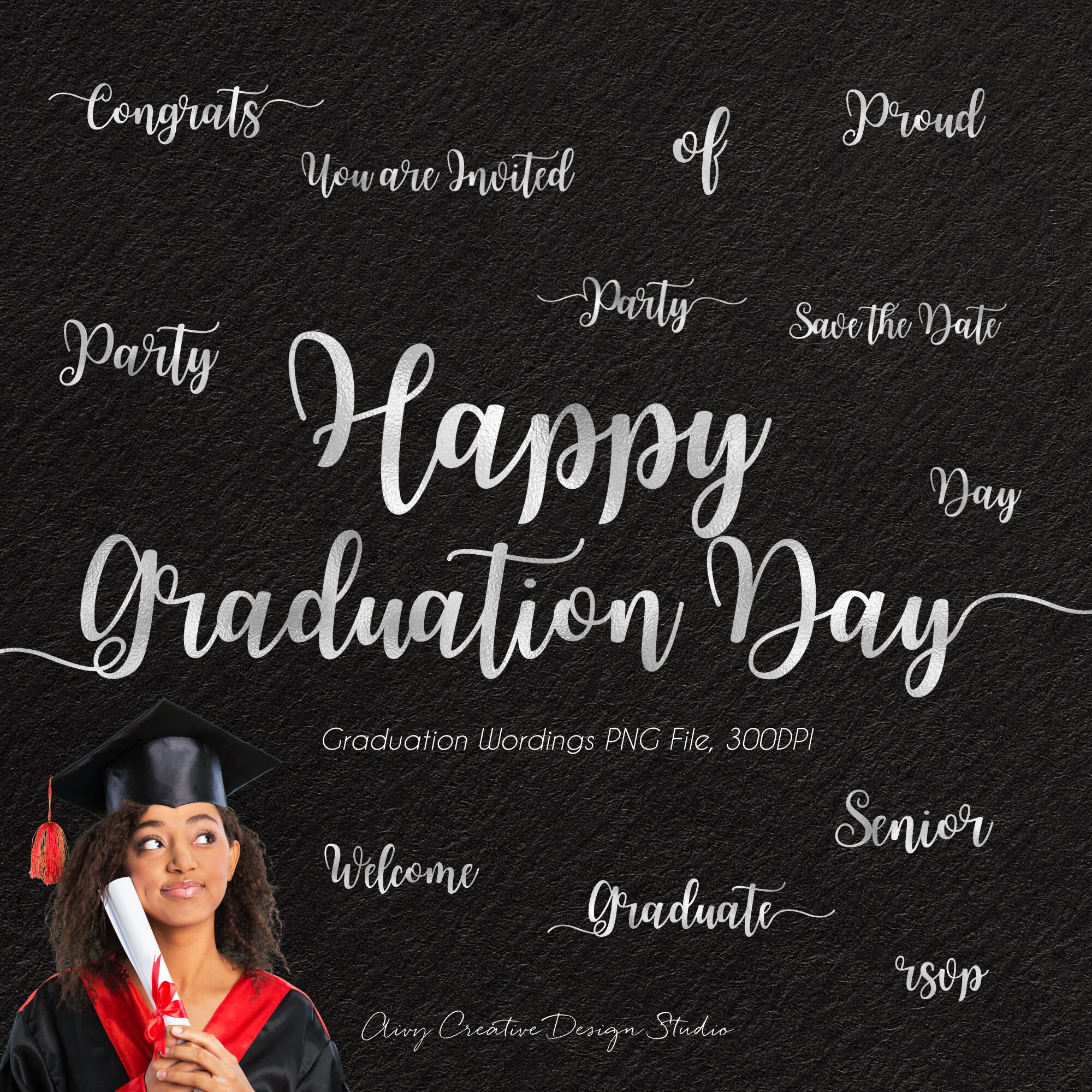 Silver Graduation Text PNG Files, Graduation Clipart (digital Download ...