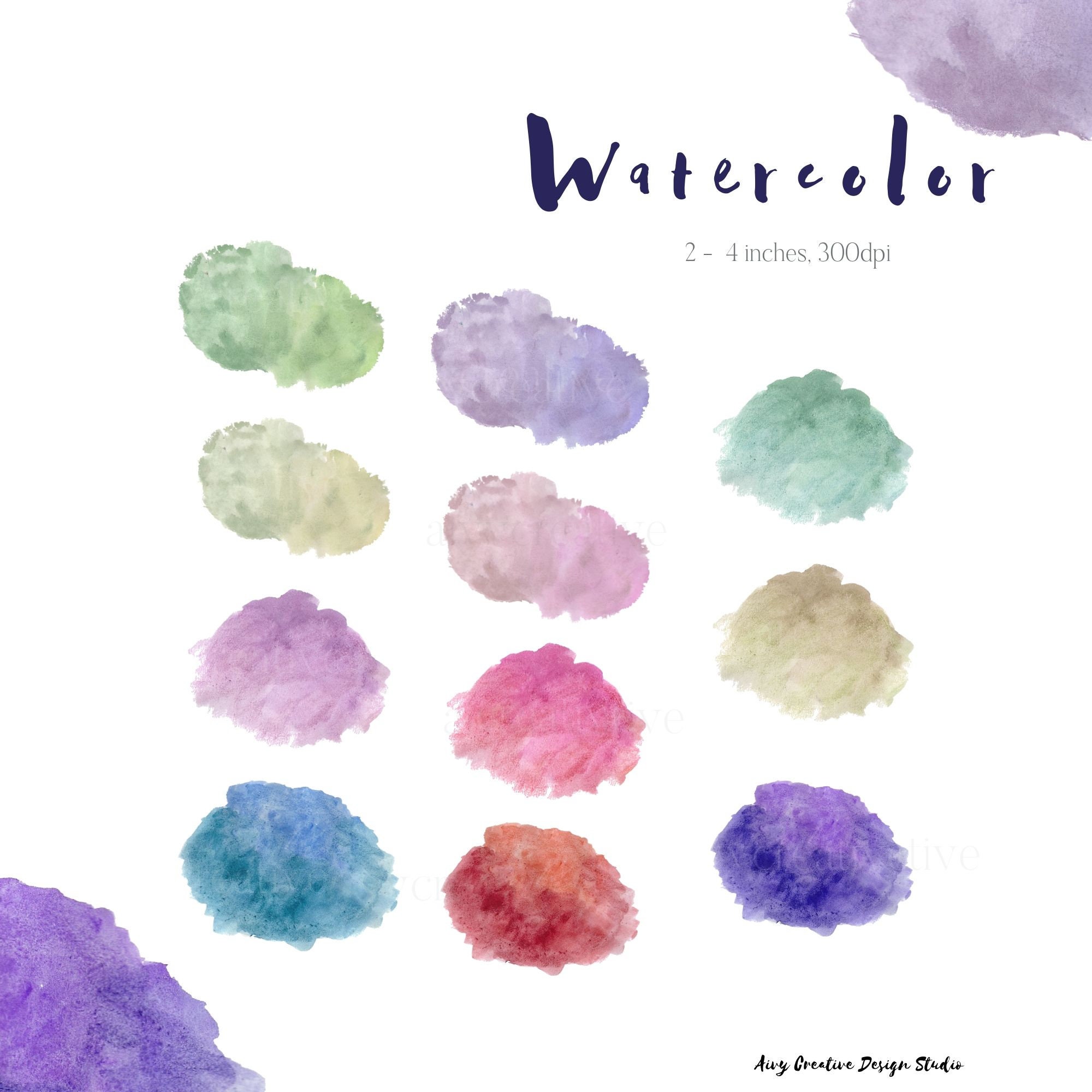 30 Watercolor Abstract Splashes and Shapes Clip Art Set - Etsy