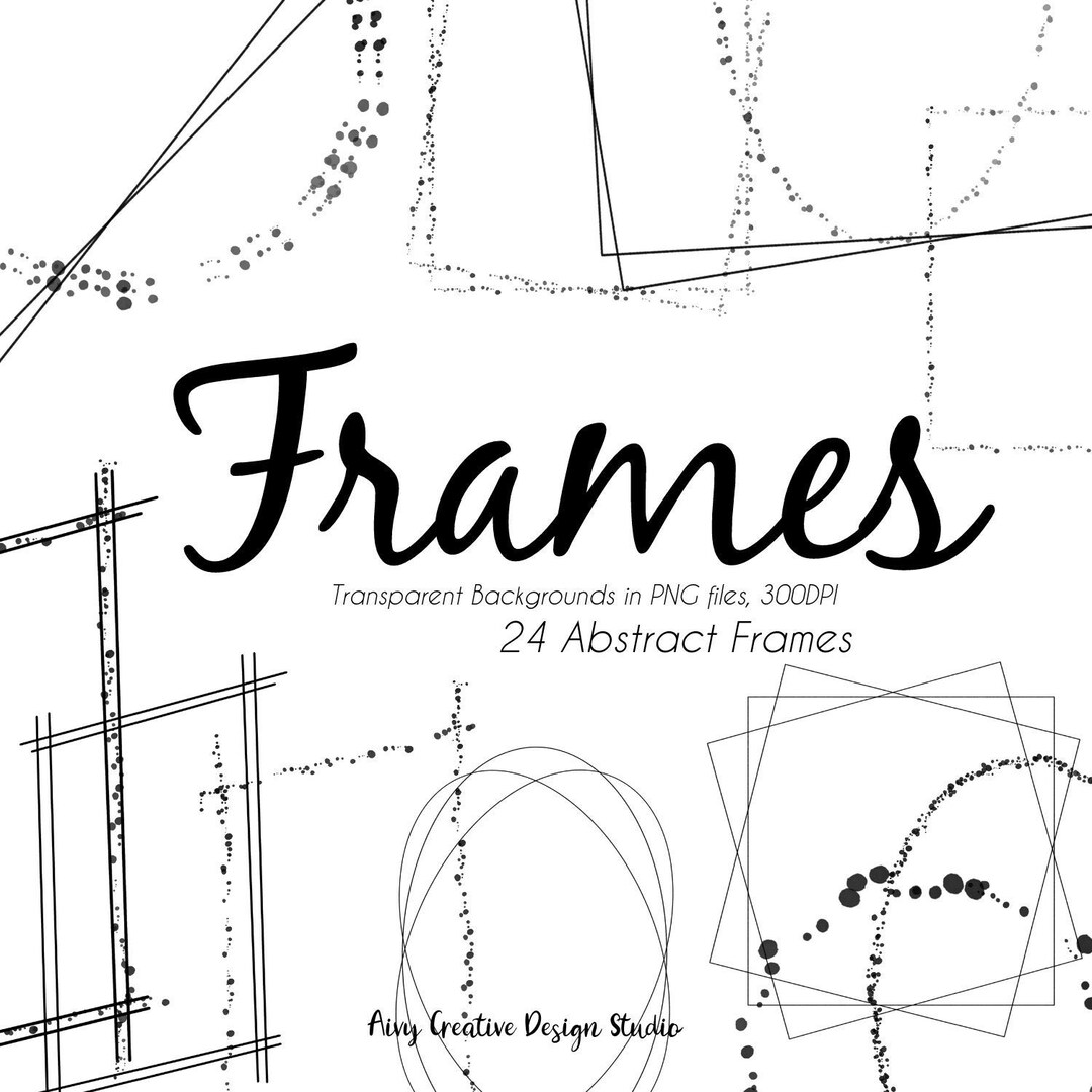 Black Abstract Frames Clip Art Bundle | Transparent PNG Files ...