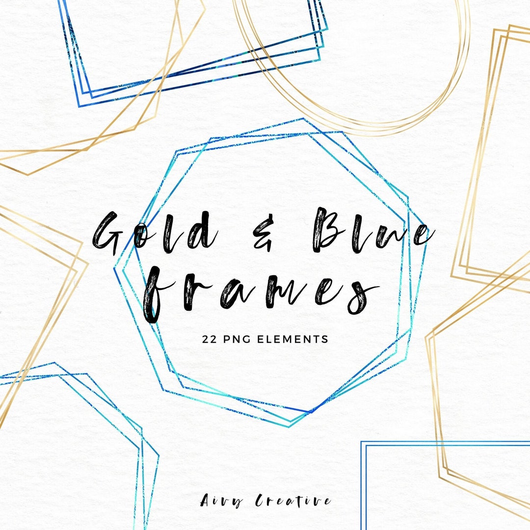 Gold and Blue Abstract Frames Clip Art Bundle | Transparent PNG Files ...