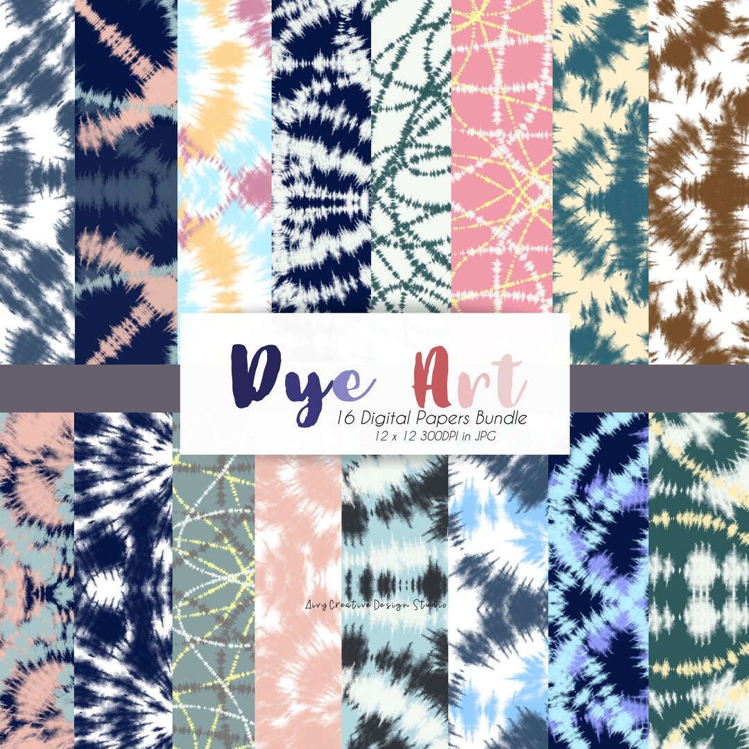 16 Colorful Tie Dye Digital Papers Set | Scandi Design | Simple and ...