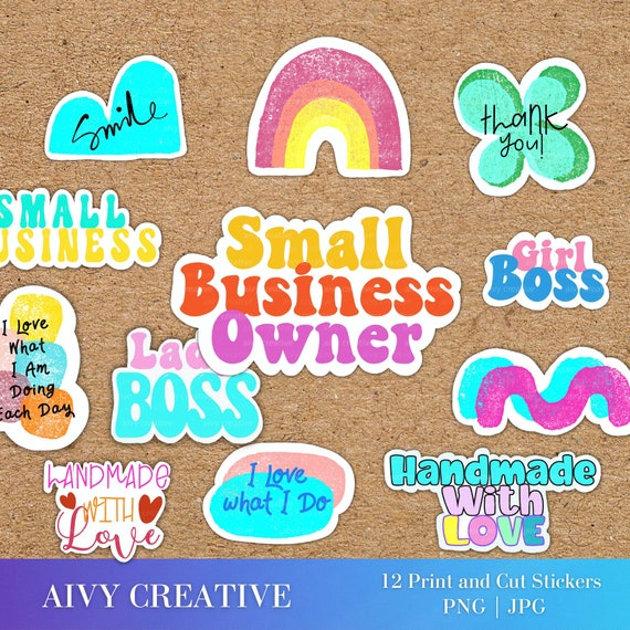 12 Small Business Owner Stickers Bundle Print and Cut - Etsy